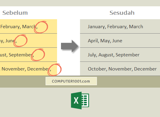 Cara Menghapus Koma di Akhir Sel Excel