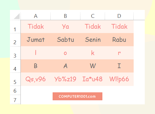 Cara Membuat Kata atau Simbol Acak di Excel