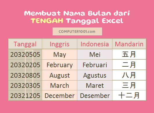 Cara Mengambil Bulan dari Tengah Tanggal Excel
