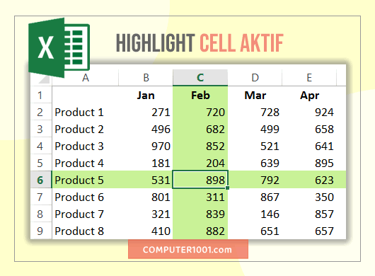 Cara Merubah Warna Cell Aktif di Excel